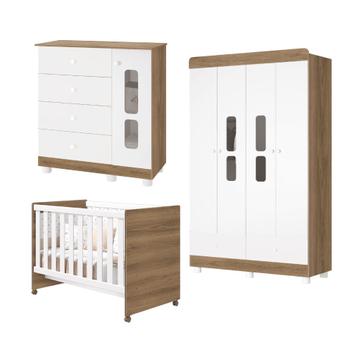 Quarto Katatau Berço Flex 3 Em 1 + Comoda Sapateira + Roupeiro 4 Portas ...