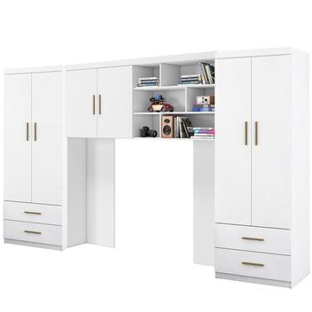 Quarto Modulado Juvenil Guarda Roupa E Armario Aereo com Nicho ...