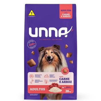 Ração Seca Unna Carne e Arroz para Cães Adultos - 20 Kg - Outros Pets ...