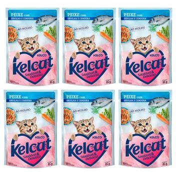 Ração Úmida Kelcat Sache Gatos Adultos Peixes 85g 6unid - Kelco - Ração ...