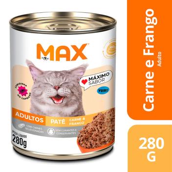 Ração Umida Max Cat Lata para Gatos Adultos sabor Carne e Frango 280g ...