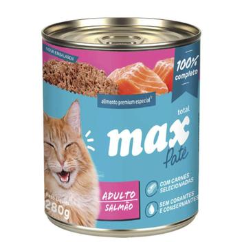 Ração Umida Max Cat Lata para Gatos Adultos Salmão 280g - Max Total ...