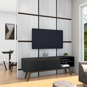 Rack 160cm 2 Portas Basculantes e Pé Inclinado de Madeira Estilare ...