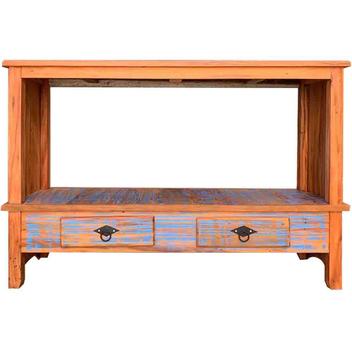 Rack Aparador 120 cm Madeira Demolição 2 Gavetas Peroba Rosa Pátina ...