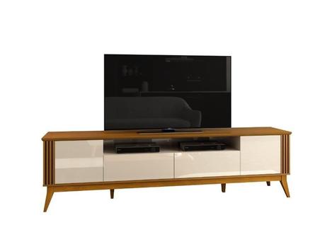 Rack / Bancada Retrô MOR Cor Cedro / Off White Para TV Até 75'' Pés em ...