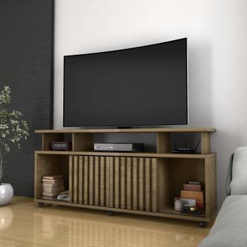 Rack Bancada Sala com Pés de Rodinha e 2 Portas Ripada Dallas 160x72cm ...