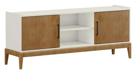Rack com 2 Portas em MDF e Portas em Madeira Maciça - Móveis para Casa ...