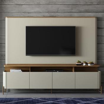 Rack com Painel para Sala 4 Portas 220cm Pés Metal 100% MDF - Casa Lar ...