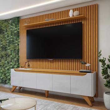 Rack com Painel para TV Até 75 Polegadas Grécia Paris 4 Portas 1 Gaveta ...