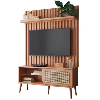 Rack com Painel Ripado Com Led Freijó Palha Natural Sextavada - 72092 ...