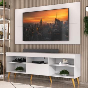 Rack com Painel TV 65" Retrô Flórida Up Multimóveis MP1042 Branco ...