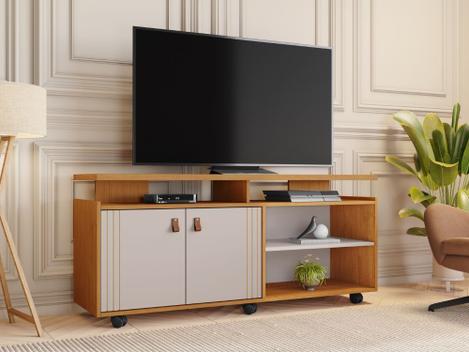 Rack com Rodinhas Ilustre 55" - Cinamomo/Off White - JCM MOVEIS - Rack ...