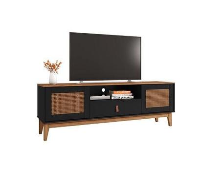 Rack Esmeralda 1.60 Preto/Noce - Casa D Móveis - Rack - Magazine Luiza