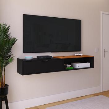 Rack Hera Suspenso De Parede Tv Até 60 - Preto/Nature - Emes Moveis ...