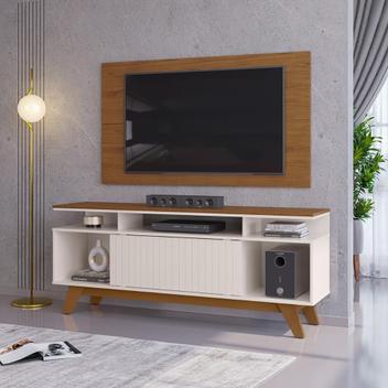 Rack Luke com Painel Liam para TV até 50 Polegadas 1 Porta DJ Móveis Freijó / Off White - Rack ...