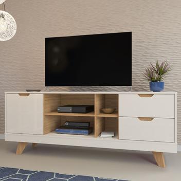 Rack Michigan Off White/Carvalho para TV até 60 Polegadas 4 Portas 02 ...