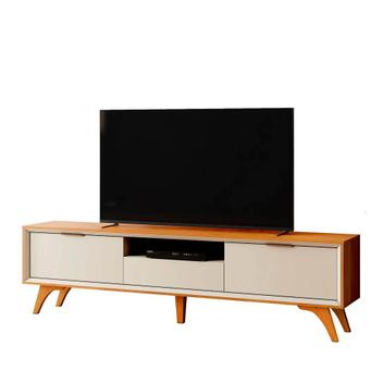 Rack Para TV 75 Polegadas Com 3 Portas Gavetas Pés Madeira Maciça ...