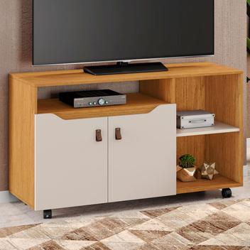Rack para TV Até 49 Polegadas Seleto 2 Portas 1 Prateleira Cinamomo/Off ...