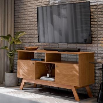 Rack para TV com 3 Nichos Manchester Nature - Mais de Casa - Rack ...