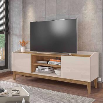 Rack Ravena 2 PT Off White e Noce 160 cm - Casa D - Rack - Magazine Luiza