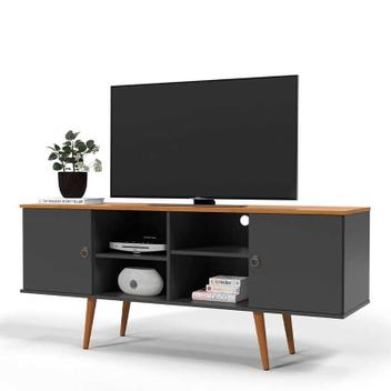 Rack Retrô Para TV 55 Polegadas 160cm Estrela Patrimar Grafite/Cinamomo ...