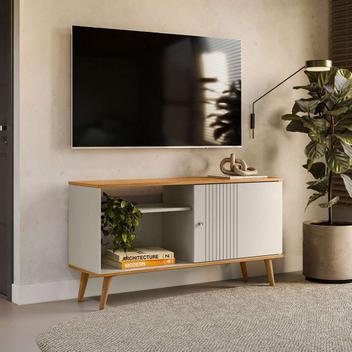 Rack Rubi 1 PT Nature e Off White 120 cm - Modern - Rack - Magazine Luiza