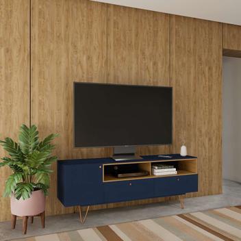 Rack Stefano Azul Marinho e Freijó 162 cm - Mobly - Rack - Magazine Luiza