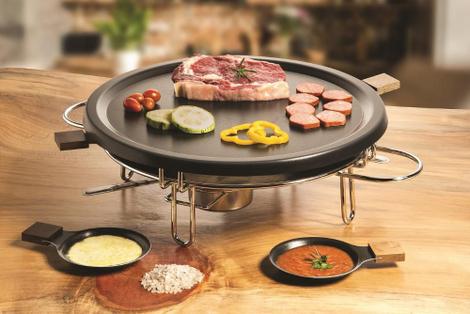 Racleteira Raclette Grill 8 Peças 37cm Antiaderente Chapa Fondue Pedra ...