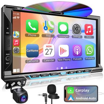 Rádio Estéreo Automotivo Double DIN com Tela Touchscreen 7" HD - CD/DVD ...