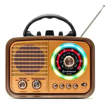 Rádio retrô portátil KA5583 FM AM SW Bluetooth USB TF lanterna ...