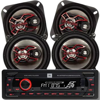 Rádio Som Carro Bluetooth Jbl + 2 Alto Falante Bravox 4 E 5' - Kit Som ...