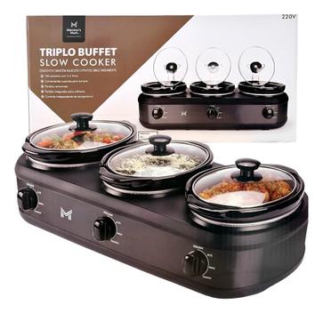 Rechaud Elétrico Richos Triplo Buffet Slow Cooker Inox 220V - Members ...