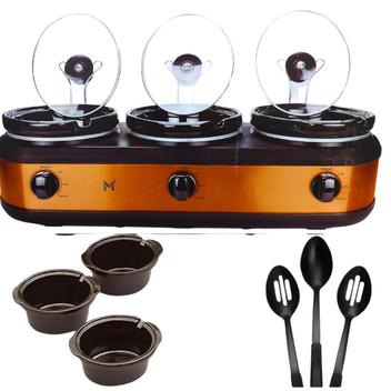 Réchaud Elétrico Triplo Buffet Slow Cooker Dourado 220 Vts - Member's ...