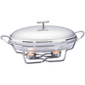 Rechaud Oval De Vidro 3L Royal Satin Com Tampa De Aço Inox - Rechaud ...