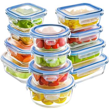 Recipientes de Vidro para Alimentos HOMBERKING - 12 Conjuntos - Azul ...