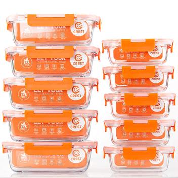 Recipientes de Vidro para Alimentos - Pacote com 10 Unidades - C CREST ...