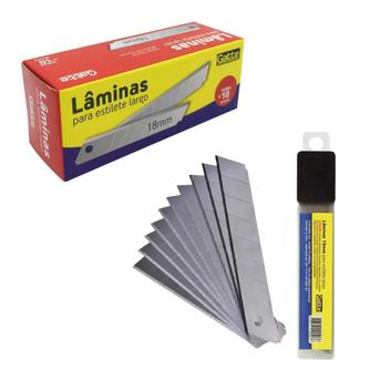 Refil de Estilete Largo Lâmina 18mm Blister c/ 10 Unidades - Gatte Escolar Escritório Papelaria ...