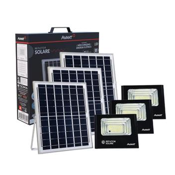 Refletor Led Solar Avant 40W Preto 6500k Luz Branca 3 Uni. - Refletor ...