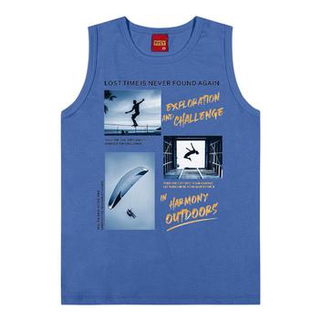 Regata infantil em Algodão na cor Azul - Kyly - Regata Infantil ...