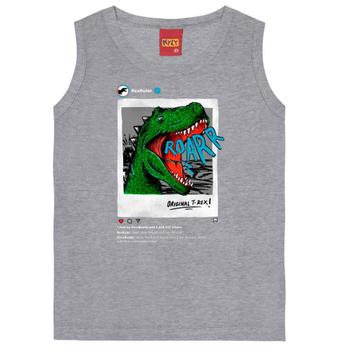 Regata Infantil Kyly em Algodão Estampa Dino T-Rex cor Mescla - Regata ...