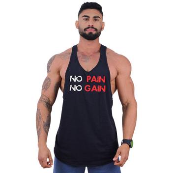 Regata Super Cavada Masculina MXD Conceito No Pain No Gain Letreiro ...