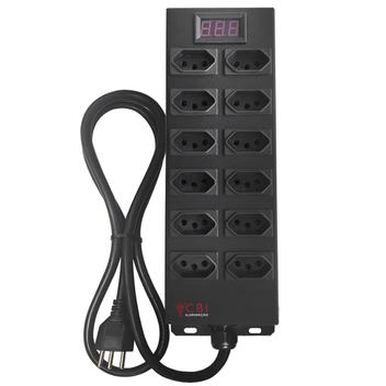 Régua 12 Tomadas Voltimetro 4000w - CBI Iluminação - Extensão Elétrica ...