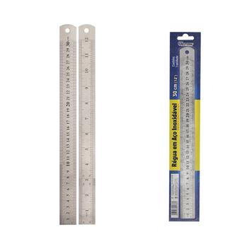 Régua de Aço Inox dupla face milímetros e polegadas opções 30/60/100cm ...