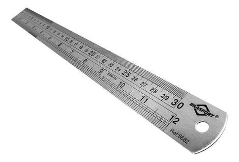 Régua Em Aço Inox Brasfort De 30 Cm. Milimetro E Polegadas - Régua ...
