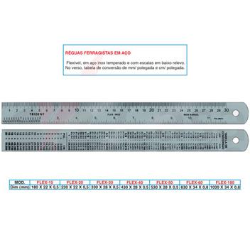 Regua Ferragista Aco Inox Flex-20 20cm - TRIDENT - Régua Escolar ...