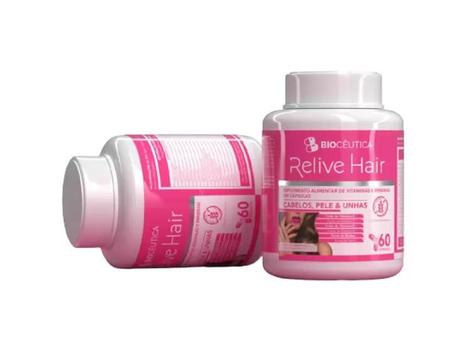 Relive Hair Cabelo, Pele e Unha Suplemento Alimentar 60 Capsulas ...