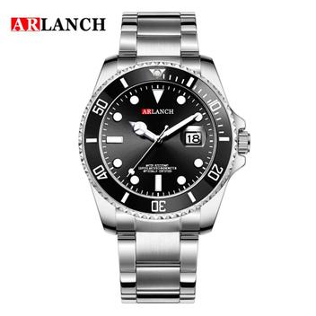 Relógio Arlanch Gold Silver Green Water Ghost Submariner Masculino ...