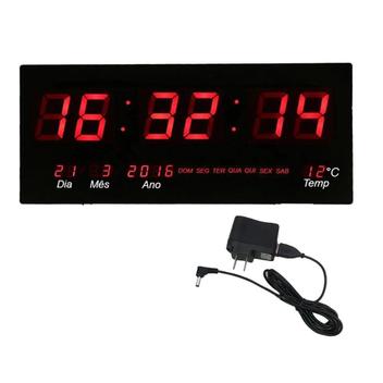 Relógio De Parede Mesa Digital Painel Data Temperatura 52Cm - hsul ...