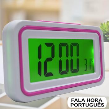 Relógio Digital LCD Fala Hora Em Português Pink CBRN09084 - COMMERCE ...