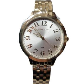 Relógio Feminino Dourado 41mm Aço Inox Analógico Quartz - Lince ...